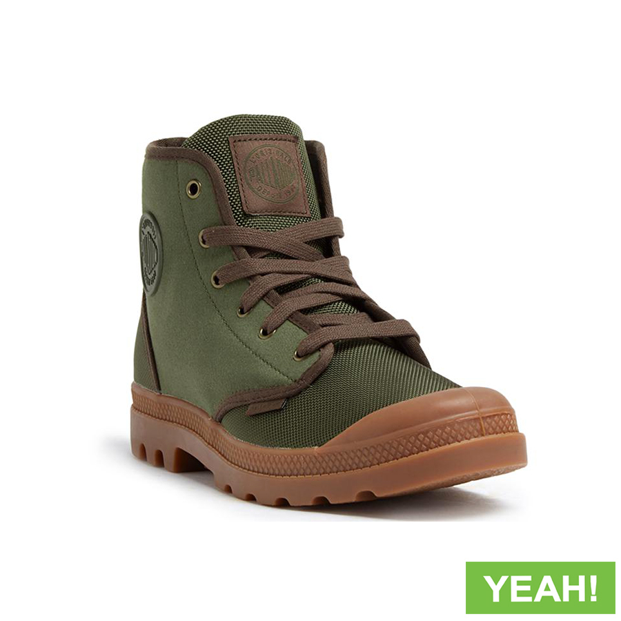 PALLADIUM PAMPA HI ARMY GREEN CHOCOLATE | YEAH!
