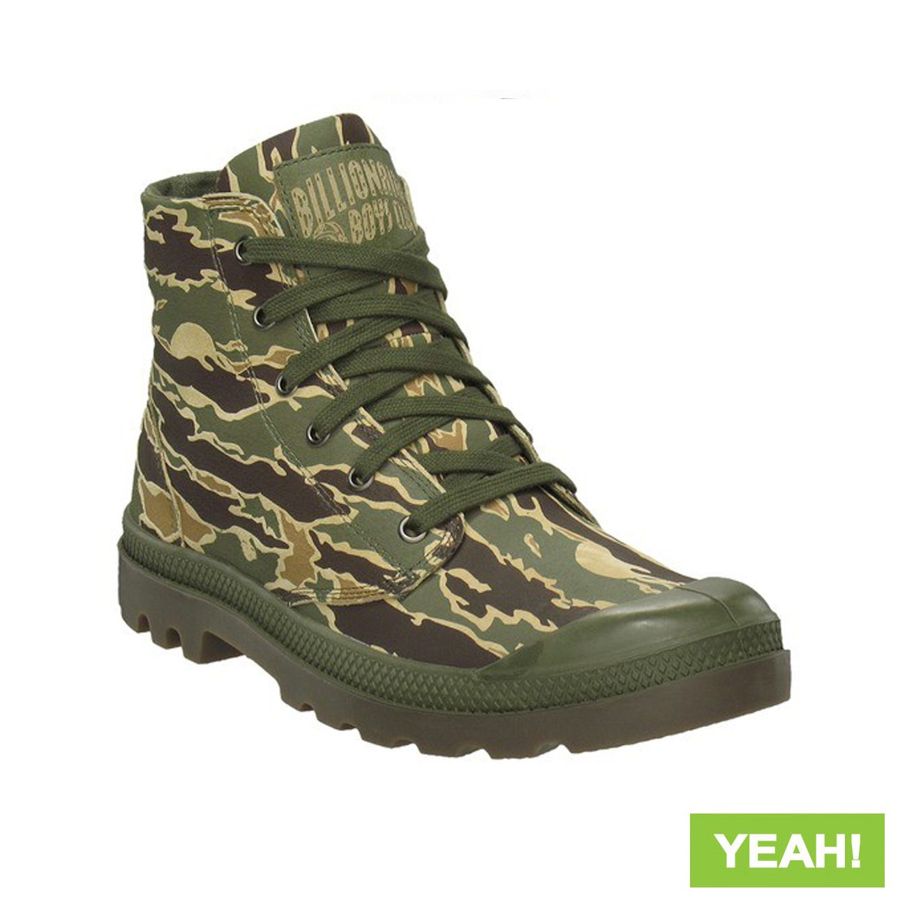 PALLADIUM PAMPA HI LEATHER CAMO ARMY GREEN | YEAH!
