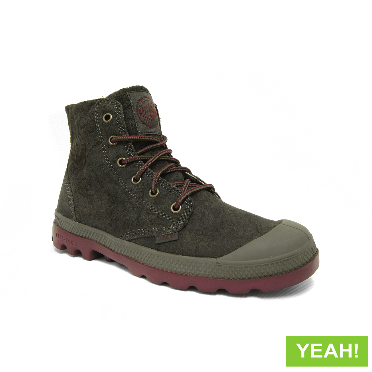 PALLADIUM PAMPA HI LITE LEATHER OLIVE DRAB GRANATA | YEAH!